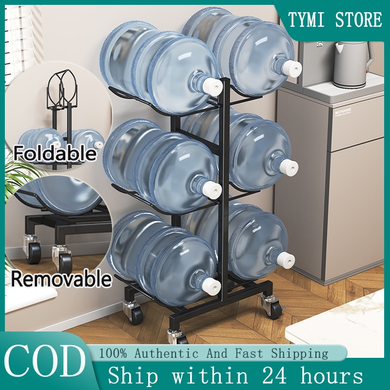 Water Gallon Rack 3 Layer with wheels Heavy Duty Water Rack Household ...