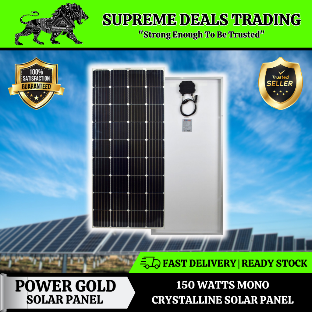 HIGH QUALITY SOLAR PANEL MONO CRYSTALLINE POWER GOLD 150 WATTS | Shopee ...