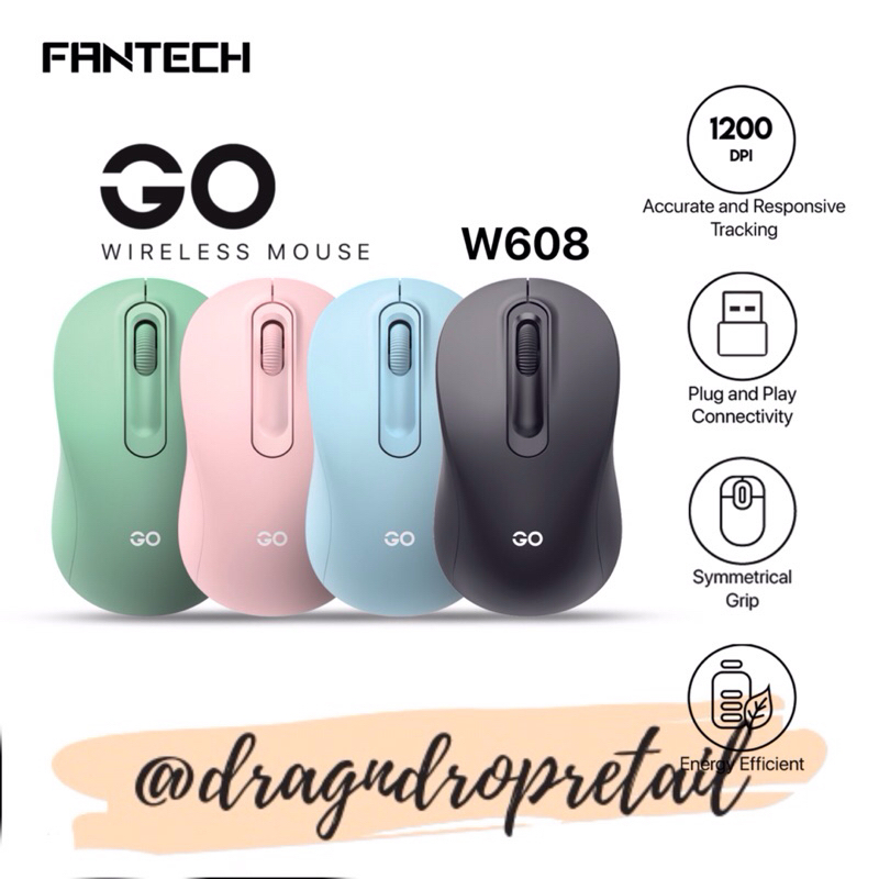 FANTECH GO W608 Wireless Optical Mouse 2.4 Ghz Mice 1200 DPI (Black ...