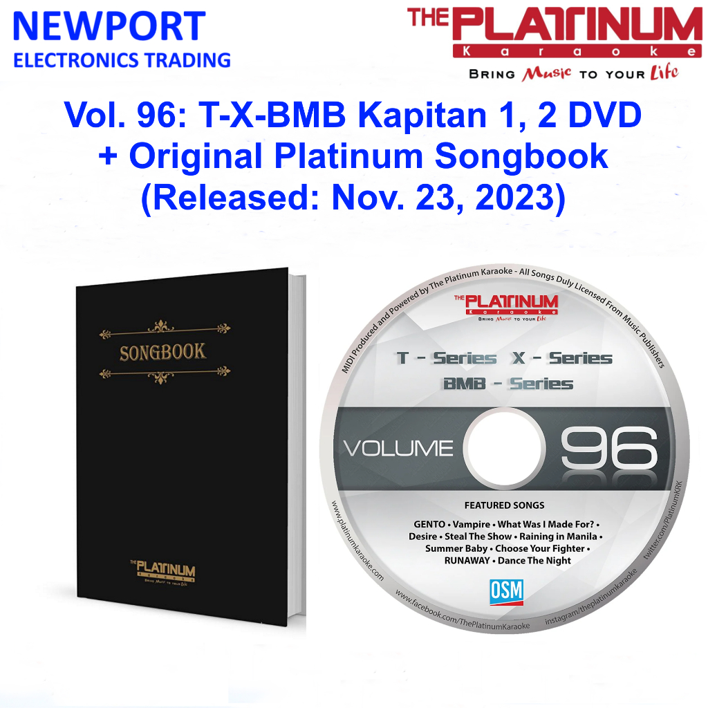 Volume 96 Karaoke DVD for Platinum T-X-BMB Kapitan and Platinum T-X-BMB Kapitan Songbook ...