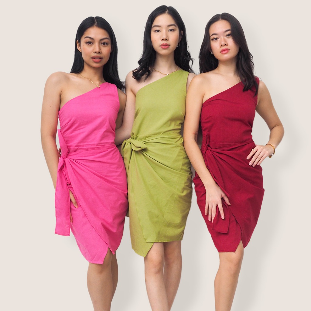 Hey Riley Seline Sophisticated One Shoulder Dress with Wrap Skirt for ...