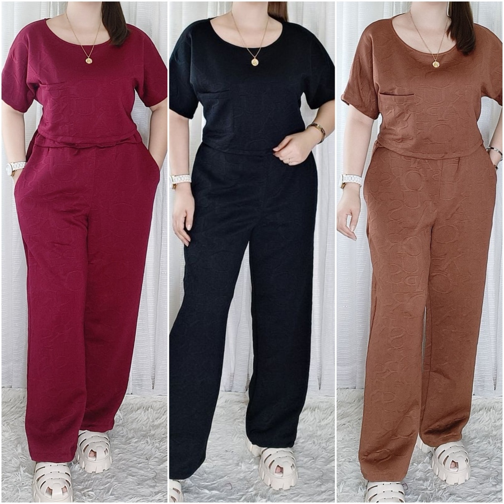 EMERALD PS COORDS ️bkk shortsleeve plus size and wideleg full pants ...