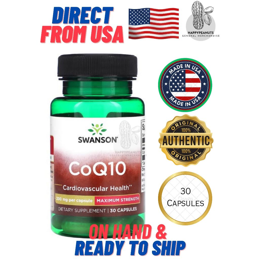 Swanson, CoQ10, Maximum Strength, 200 mg, 30 Capsules, USA Heart Health Antioxidant | Shopee ...