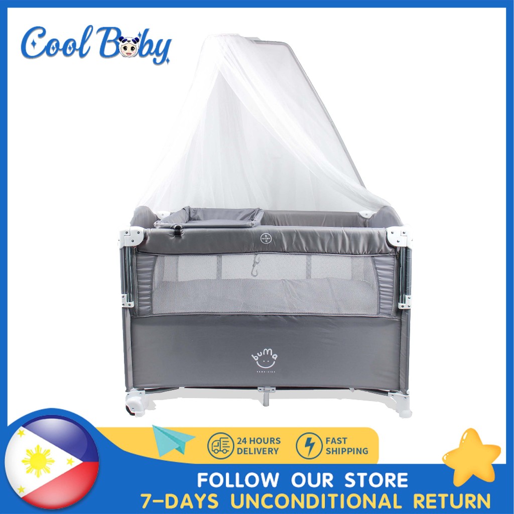 Crib For Baby Liftable 2-layer Co-sleeper Crib With Side Zip Baby ...