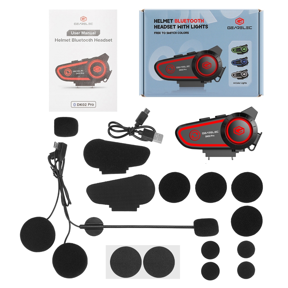 GEARELEC DK02 2800mAh Motorcycle Helmet Headset Bluetooth Optional ...