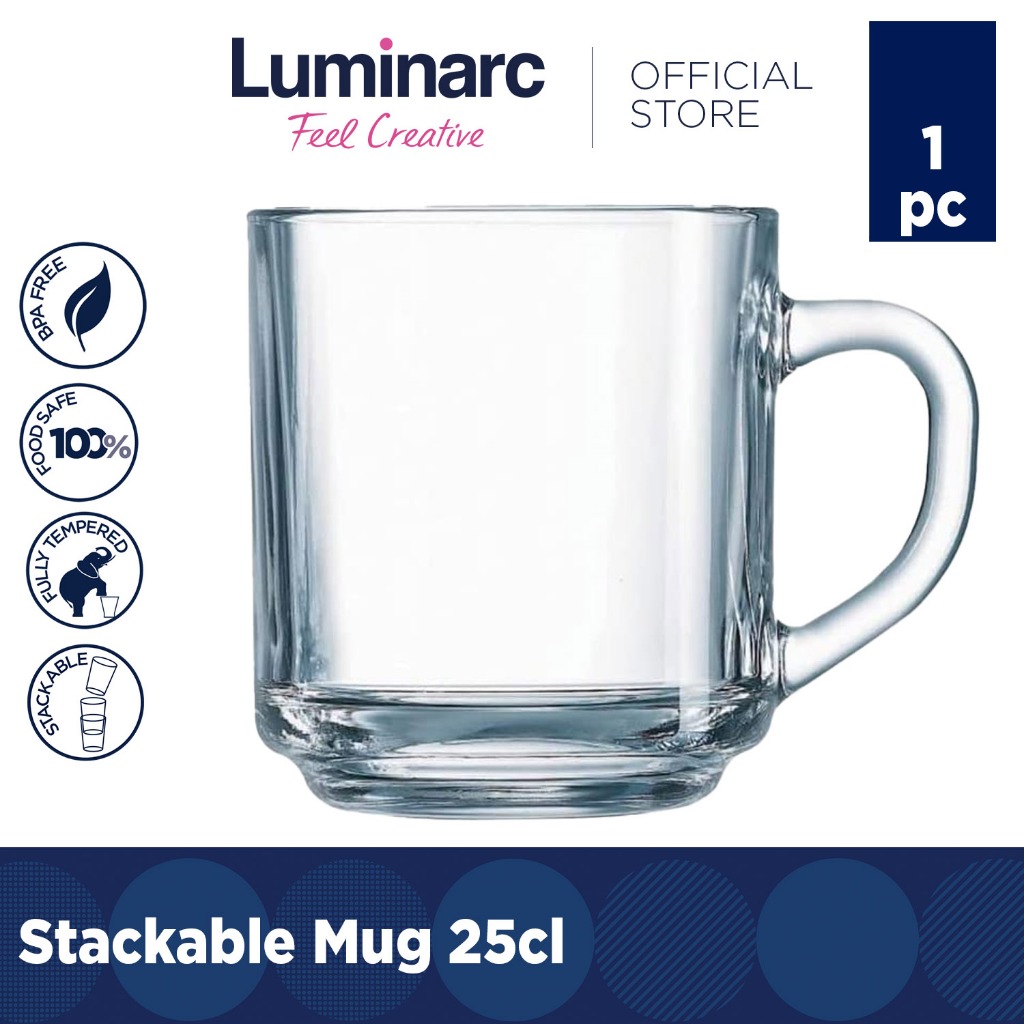 Luminarc Stackable Coffee Mug Glass Tea 25cl | Shopee Philippines