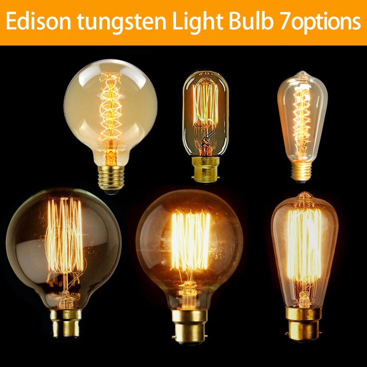 Vintage Incandescent Edison Light Bulbs 40W E26/E27 Base 2100K Dimmable ...