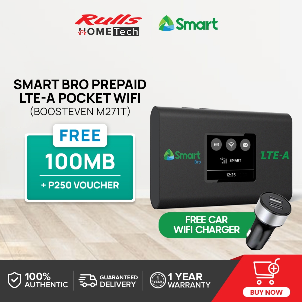 Smart Bro Prepaid LTE Advanced Pocket WiFi (BoostEven M271T) With FREE 100MB & P250 Voucher ...