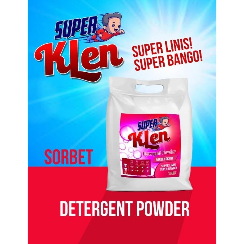 SUPER KLEN DETERGENT POWDER SORBET 1KG 3X CLEANING FORMULA | Shopee ...