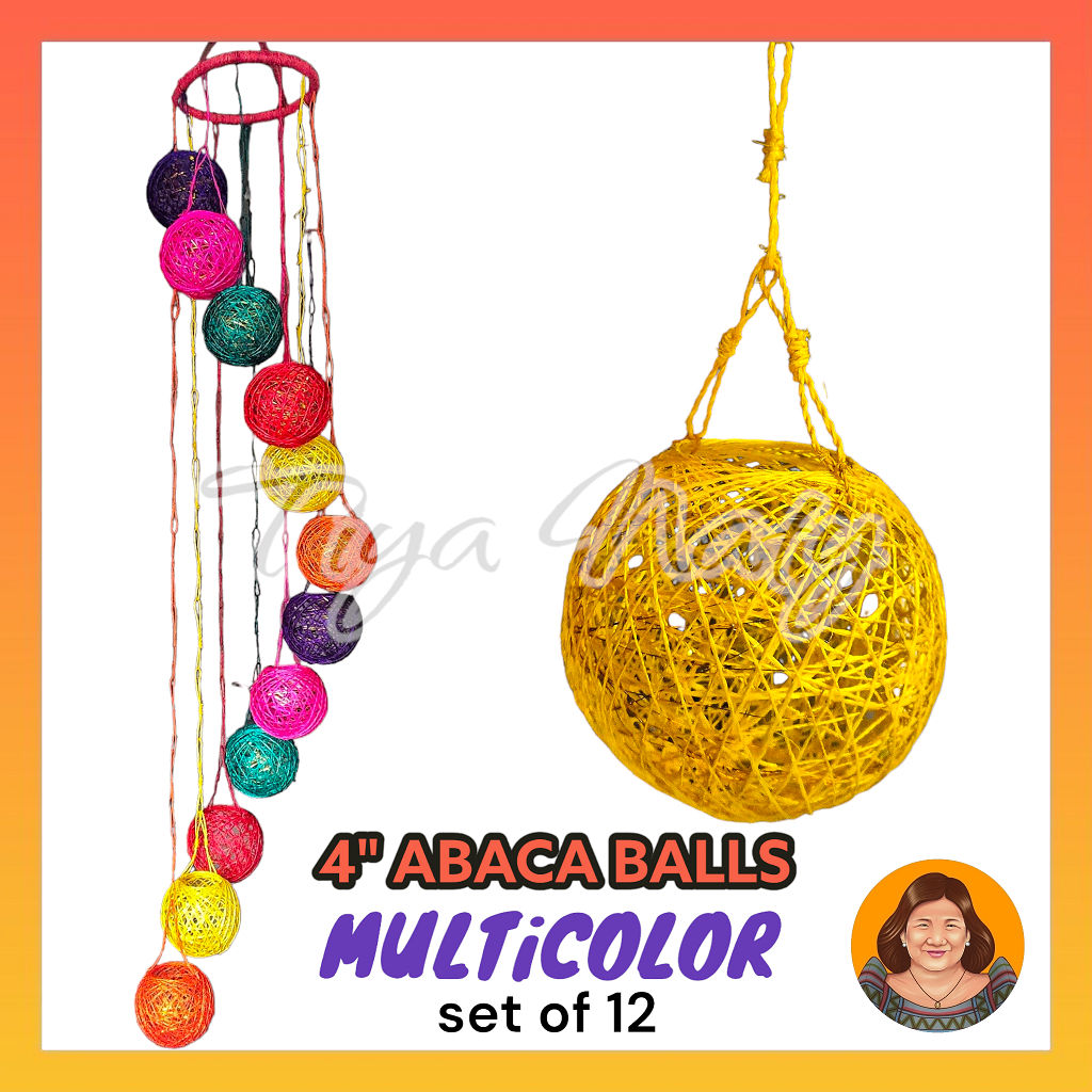 TIYA NATY Hanging Native Globe Abaca Rattan Balls String Christmas ...