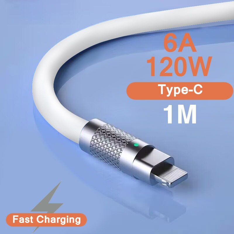 Original USB Liquid Silicone Cable Metal 6A 120W Type C iPhone Fast ...