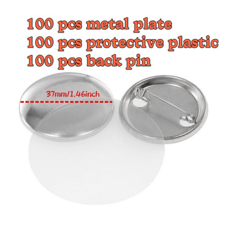 100Pcs 37/58mm Metal back DIY Badge Button Pins Blank Raw Material pins ...