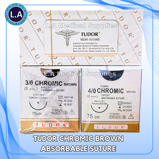 3/0 CHROMIC BROWN (TUDOR) 3/0 chromic brown 3 metric absorbable suture ...