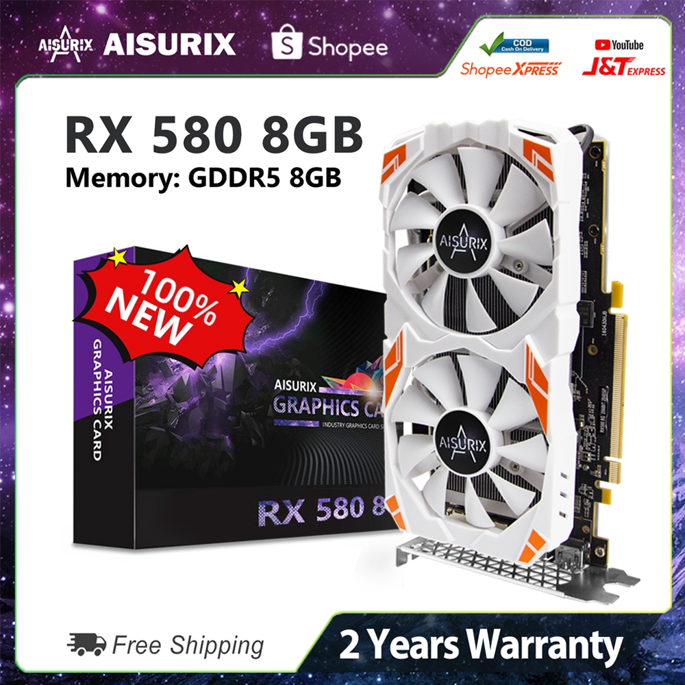 AISURIX RX 580 8G Graphics Card PC GPU GDDR5 256Bit Computer Video Card ...