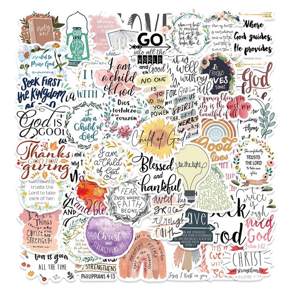 52pcs Bible Quotes sticker set Waterproof bible verse sticker ...
