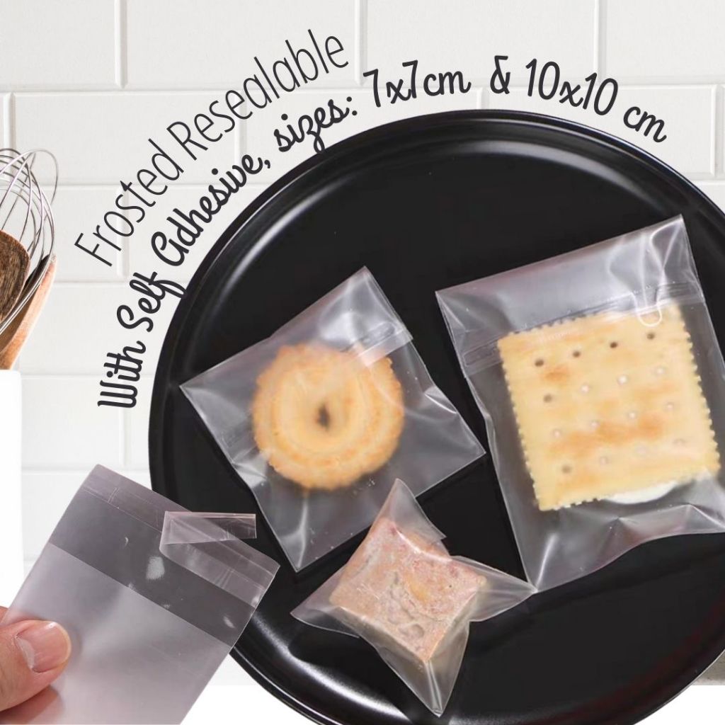 FP1401 (100pcs) 10x10 CM 7x7 CM Plain Clear Frosted Matte Cookie ...