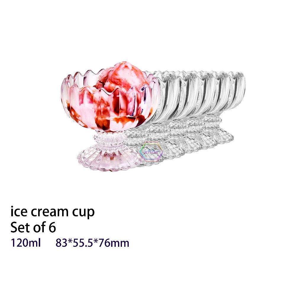 120ml Glassware Small Transparent Ice Cream Cup Glass Set (1pcs,6pcs ...