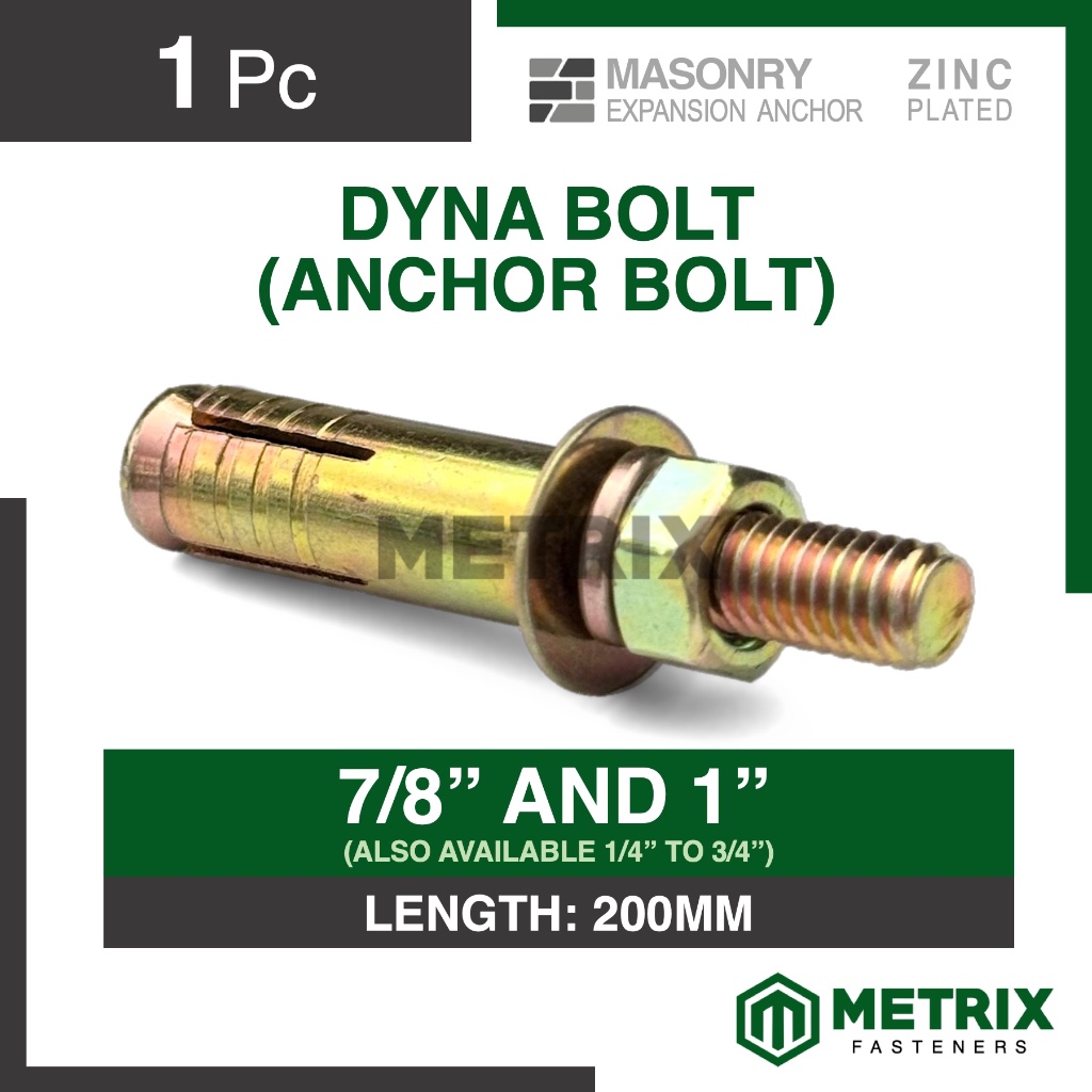 1pc Dyna Bolt / Masonry Expansion Anchor Bolt ( 7/8" 1" 22MM 25MM ...