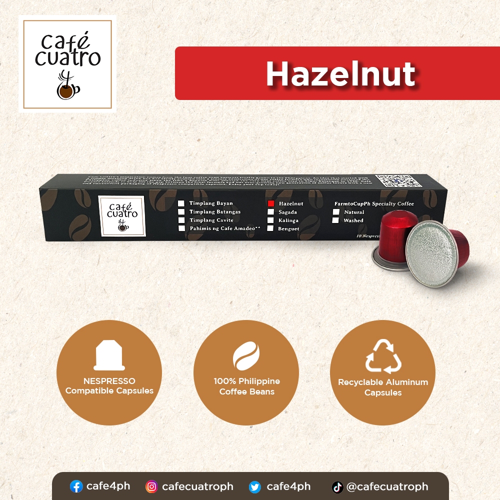 cafe4ph HAZELNUT Coffee Pods Nespresso-compatible capsules Hazelnut ...