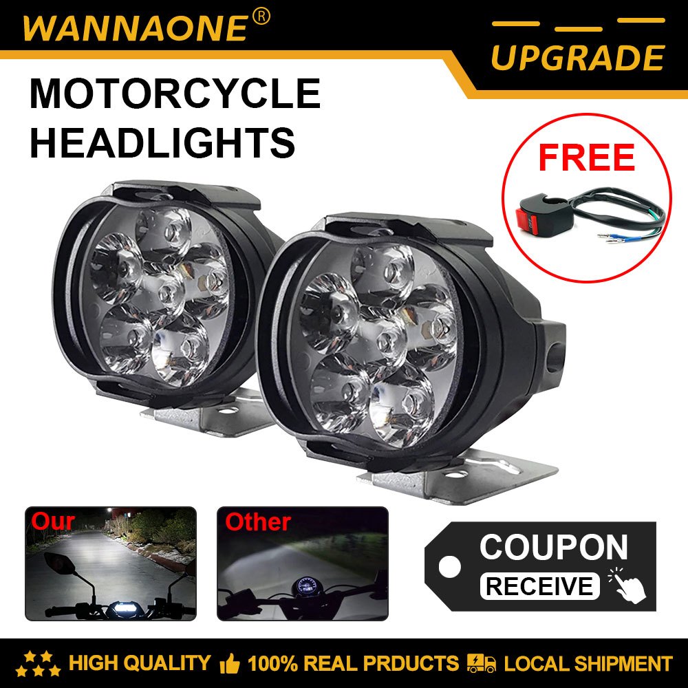 2 PCS Mini Driving Light Motorcycle With Domino Switch Super Bright ...