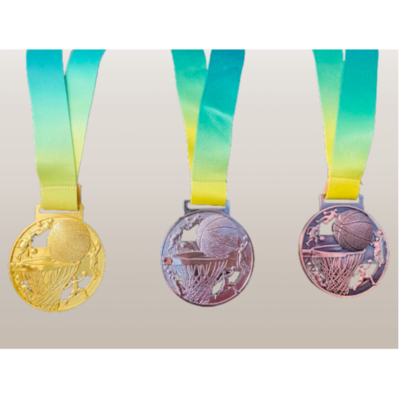 BASKETBALL MEDAL 6.5CM PREMIUM NEW DESIGN ( GOLD \ SILVER \ BRONZE ...