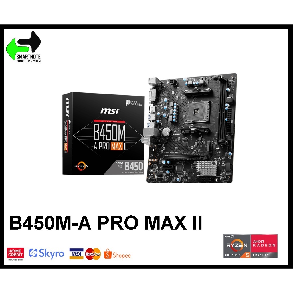 MSI B450M-A PRO MAX II AMD RYZEN AM4 COMPUTER PC MOTHERBOARD | Shopee ...