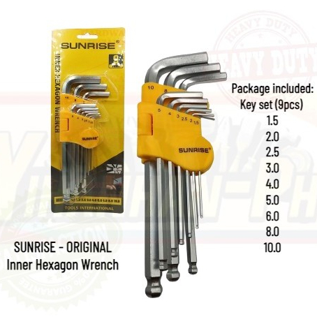 SUNRISE - ORIGINAL Inner Hexagon Wrench (KEYS SET - 9pcs) | Shopee ...