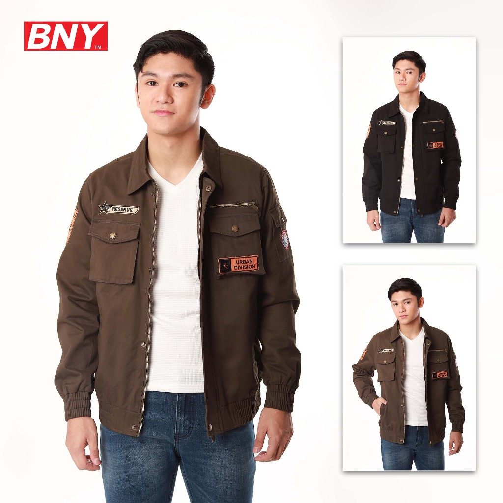 BNY Men's Twill Zip Jacket With Patches And Double Pocket Detail (517 ...