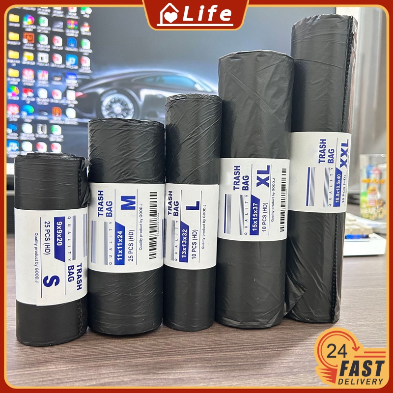 Biodegradable Trash Garbage Bag Black Flat Mouth Continuous Roll ...