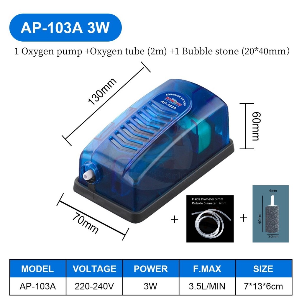 Fish Tank Oxygen Pump Fish Aquarium Air Compressor Adjustable Airflow ...