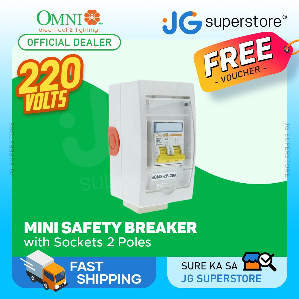 OMNI Mini Safety Breaker with Socket 2 Poles 20A for Home Appliances ...