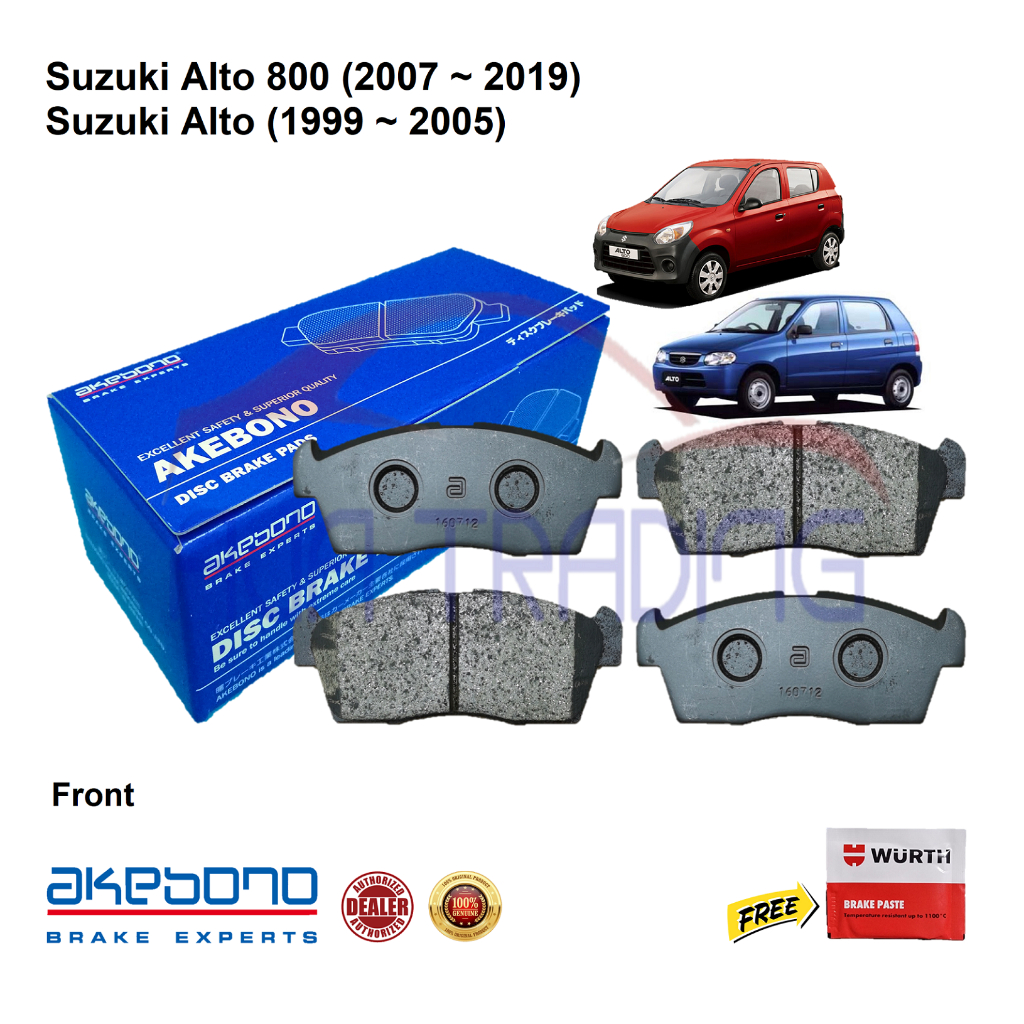 Genuine Akebono Front Brake Pads for Suzuki Alto (1999 ~ 2005), Suzuki Alto 800 (2007 ~ 2019 ...