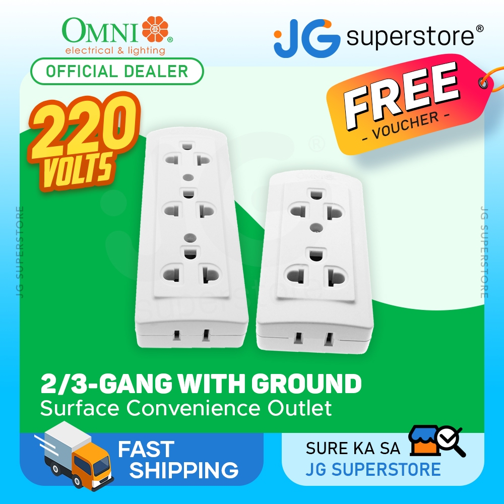 OMNI Surface Convenience Outlet Socket w/ Ground (2 Gang, 3 Gang) 10A ...