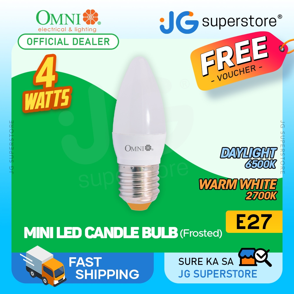 OMNI Frosted LED Candle Light Bulb 4W 220V E27 Base 6500k/2700K ...
