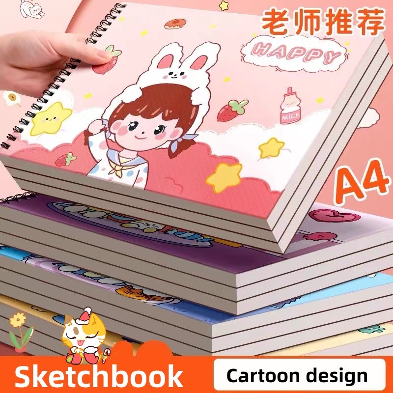 A4/A5/16K/8K Cartoon Spiral painting Sketchbook Art materials Sketchpad ...