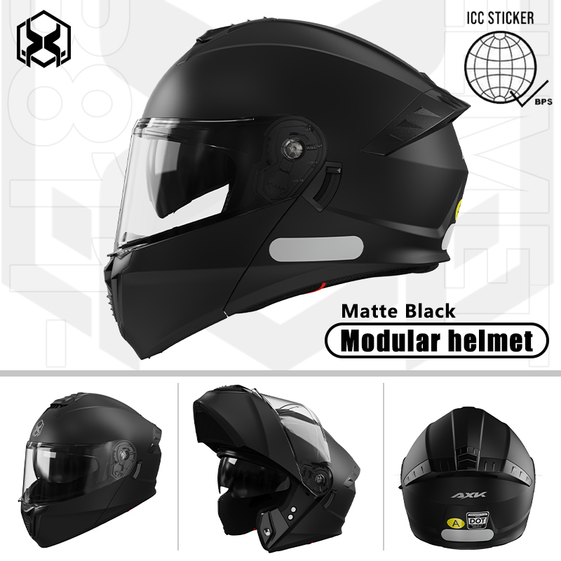 AXK 900 Motorcycle Modular Helmet Dual Lens Flip Up Helmet With ICC ...