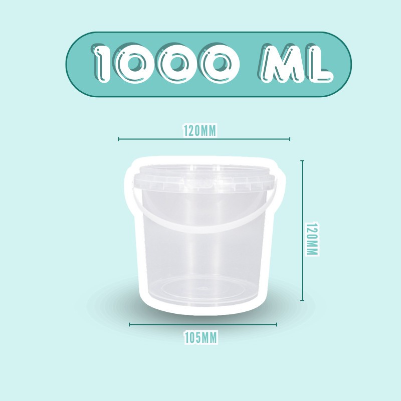 500ML/1000ML/2000ML Clear Plastic Bucket With Seal Pail Canister ...