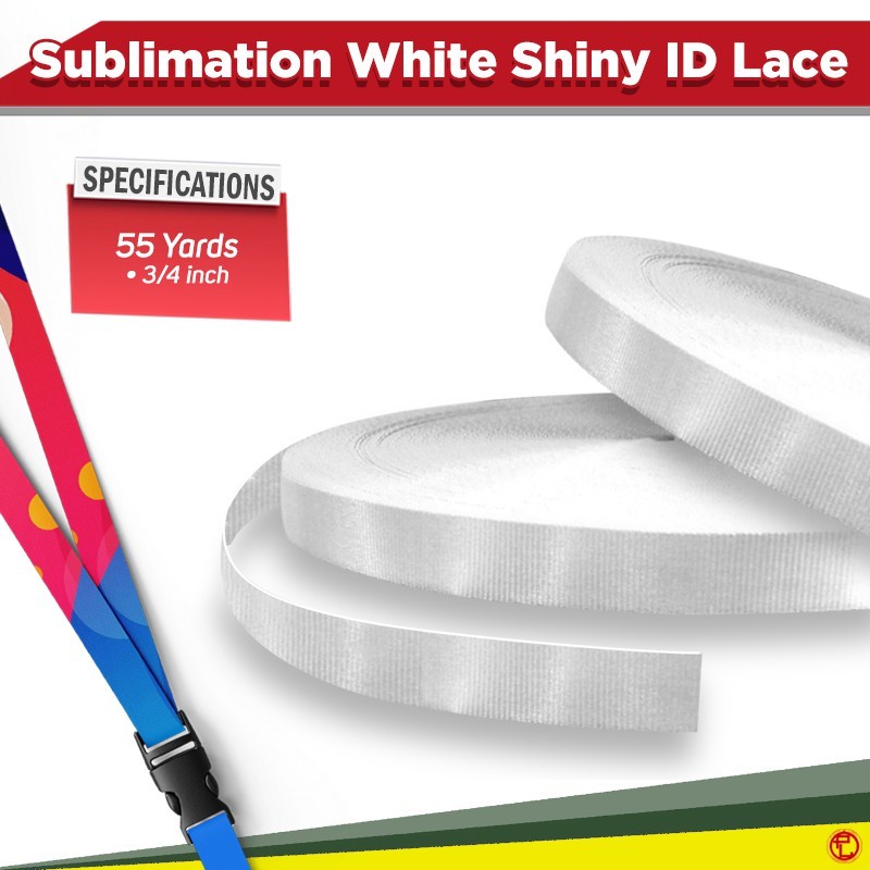 White Sublimation Printable Double-sided Shiny ID Lace / Lanyard Roll ...