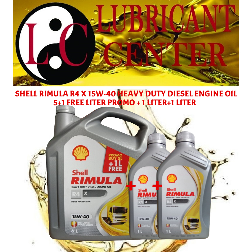 SHELL RIMULA R4 X 15W-40 HEAVY DUTY DIESEL ENGINE OIL 5+1 LITER FREE ...