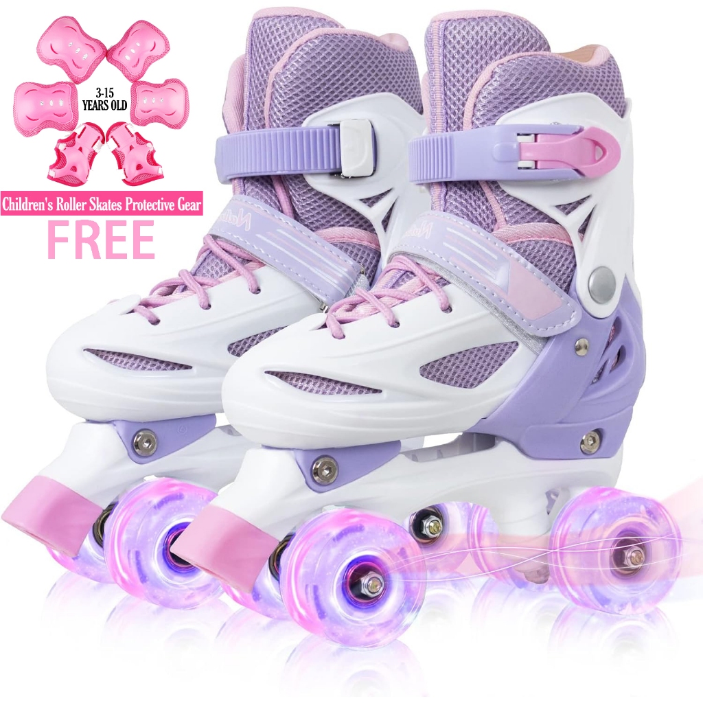 Kid's Roller Skates Size Adjustable Double Row Skates Two Line PU ...