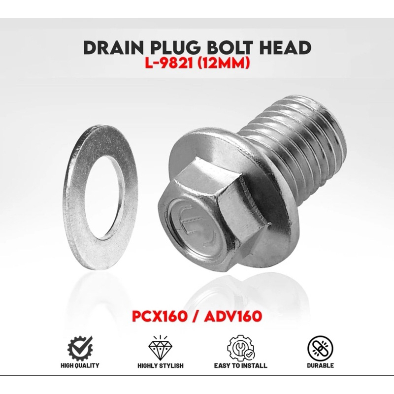 DRAIN PLUG BOLT 12MM BOLT HEAD FOR HONDA PCX 160/ADV 160 | Shopee ...