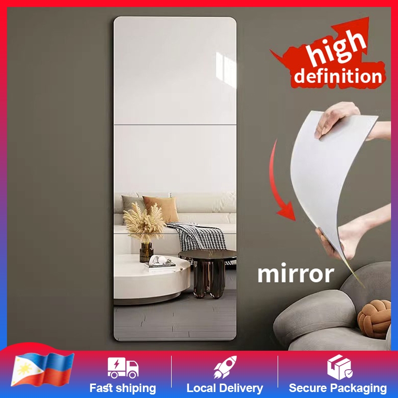KIKOT HD Full-Length Mirror Stitching Mirror Wall-Mounted Adhesive ...