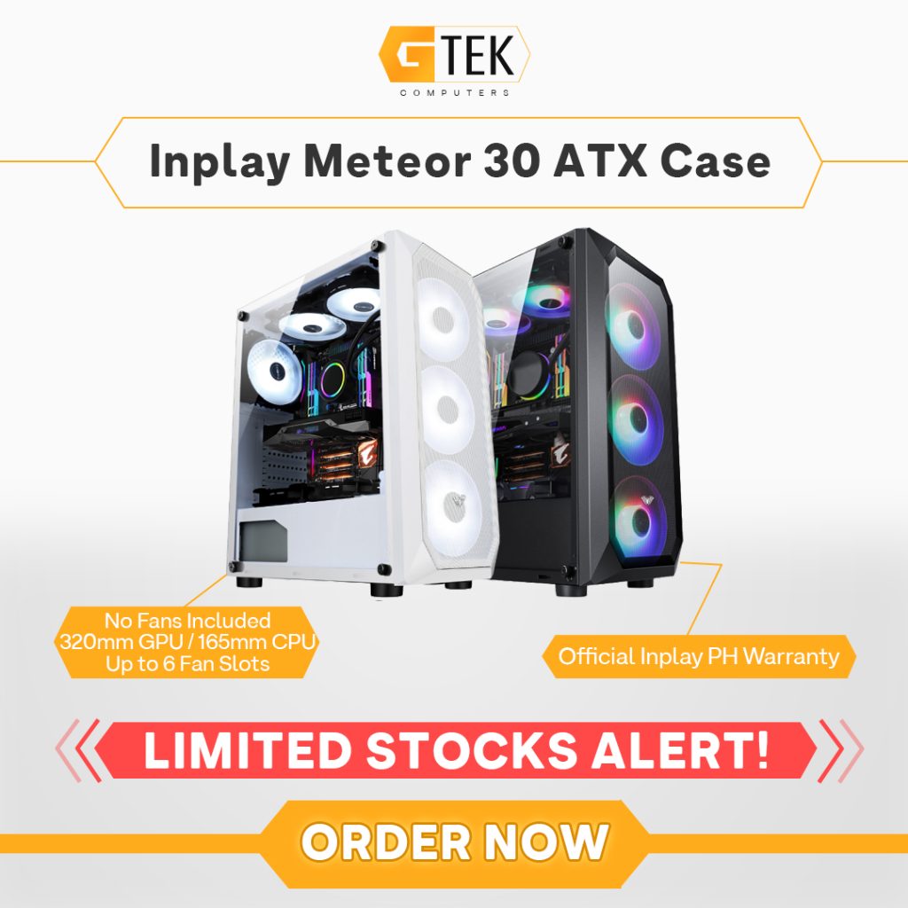 Inplay Meteor 30 Tempered Glass Side Panel Gaming ATX Case Black ...