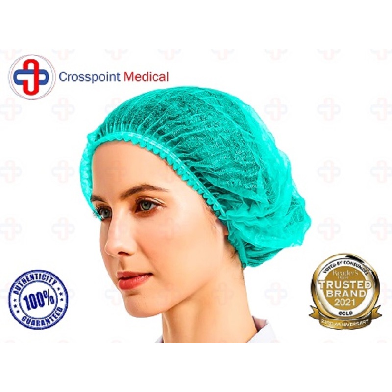 CROSSPOINT (Green) 100 pieces 21-inch Surgical bouffant Cap | Shopee ...