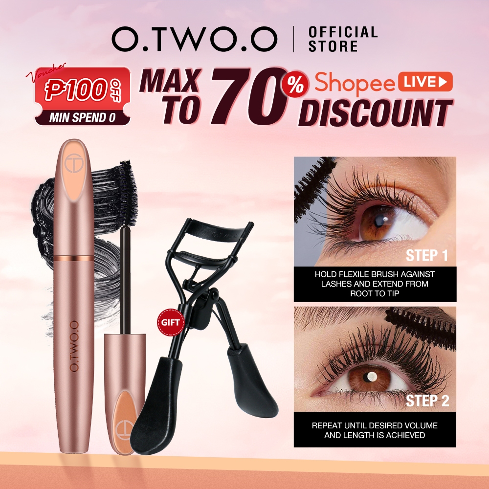 O.TWO.O Mascara 4D Silk Fiber With Eyelash Curler Waterproof Long ...