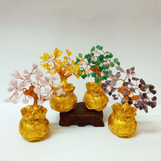 Fengshui Citrine Money Tree Jade/ Amethyst/ Citrine/ Rose Quartz Money ...