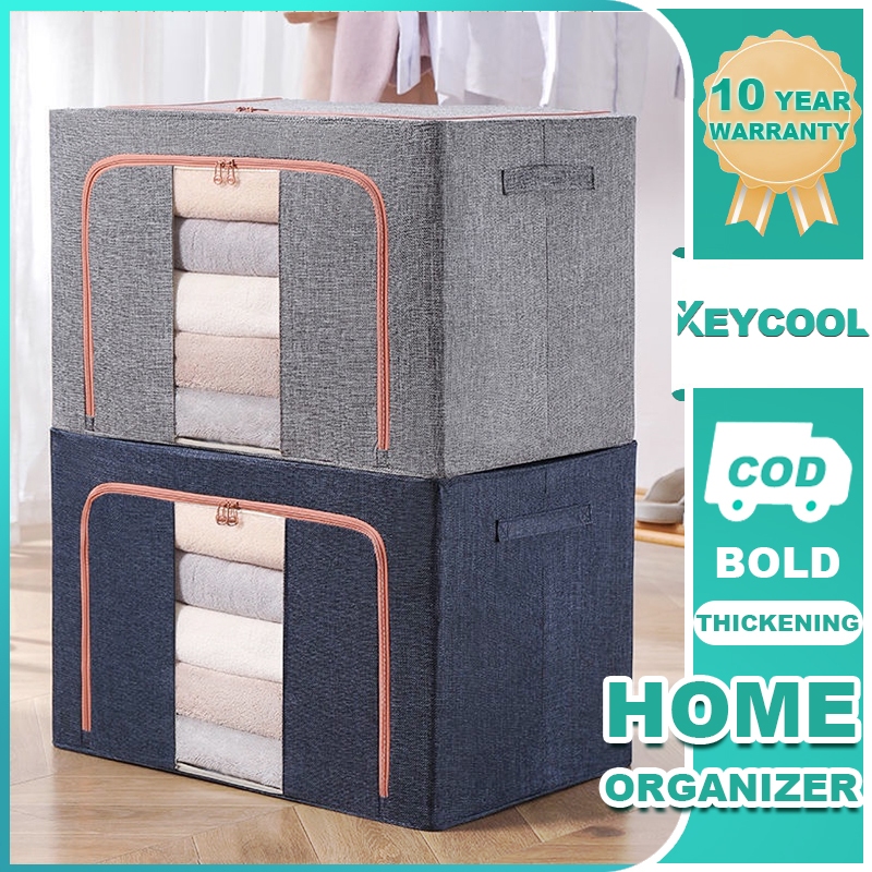 Keycool Foldable Storage Box Organizer For Clothes Linen Blue Gray 80L ...