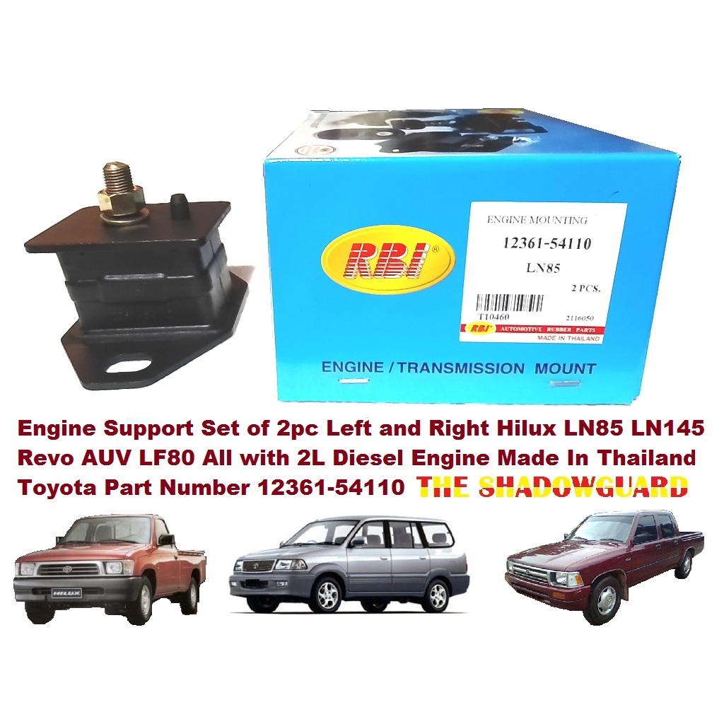 Engine Support Set of 2pc Left and Right Hilux LN85 LN145 Revo AUV LF80 ...