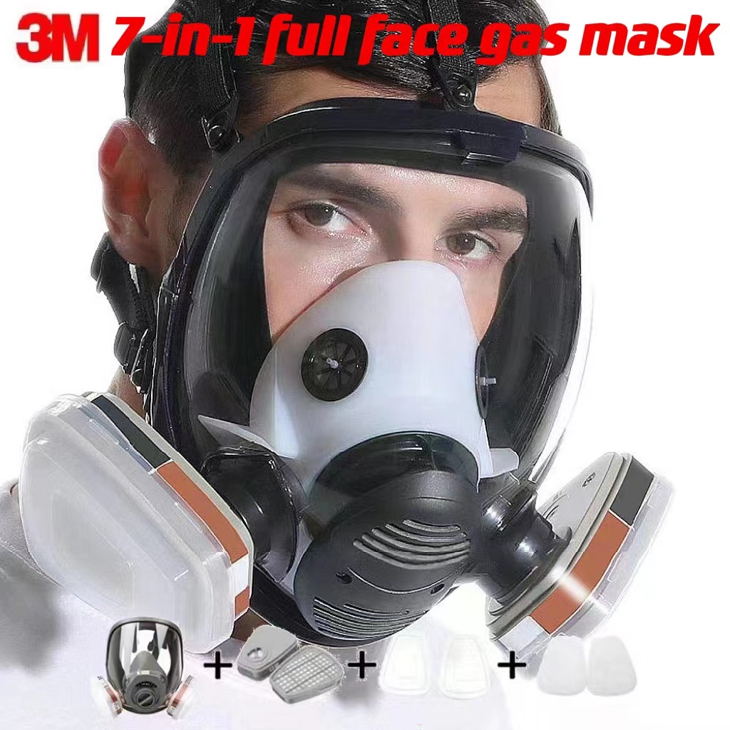 7-in-1 Full face gas mask dust chemical respiratory filter industrial ...
