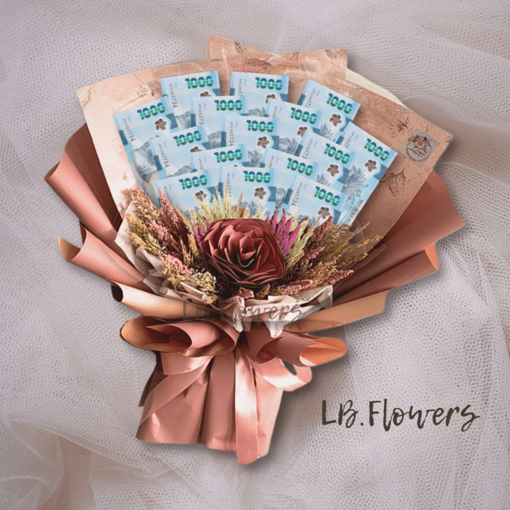 10-20 EMPTY SLOTS MONEY BOUQUET / WITH DRIED FLOWERS / EASY INSERT ...